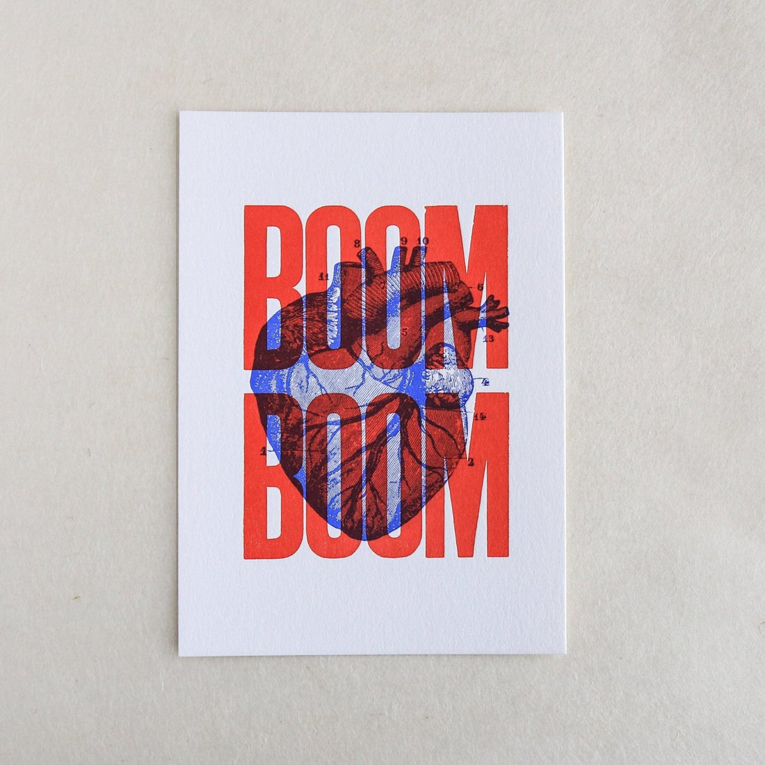 Carte letterpress Boom Boom rouge – PAPPUS EDITIONS